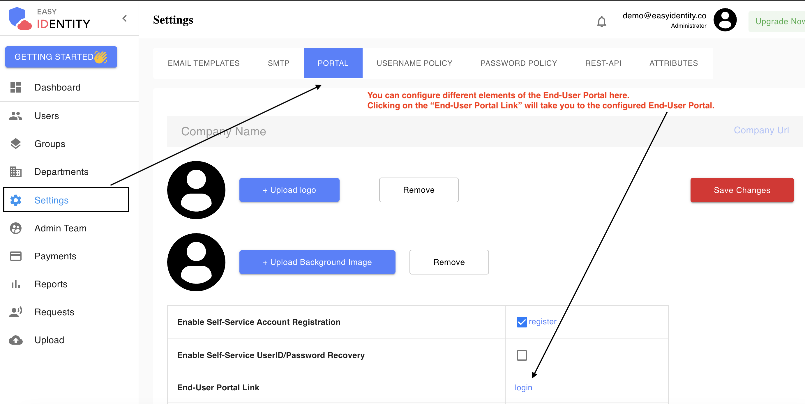 How can I configure the End-User portal? - EasyIdentity